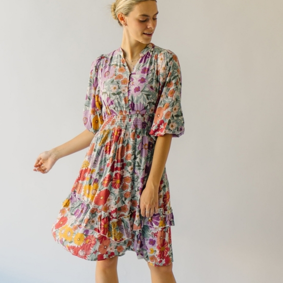 Polagram | Dresses | New Polagram Bubble Sleeve Floral Dress Size Small ...